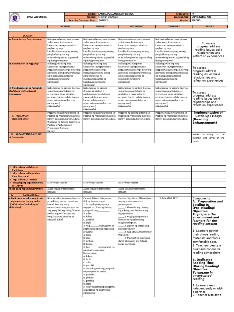 QUARTER 2-DLL-WEEK 9 | PDF