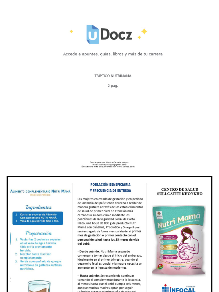 Beneficios y Nutrientes de Nutri Mamá | PDF | Nutrición | Dieta y nutrición