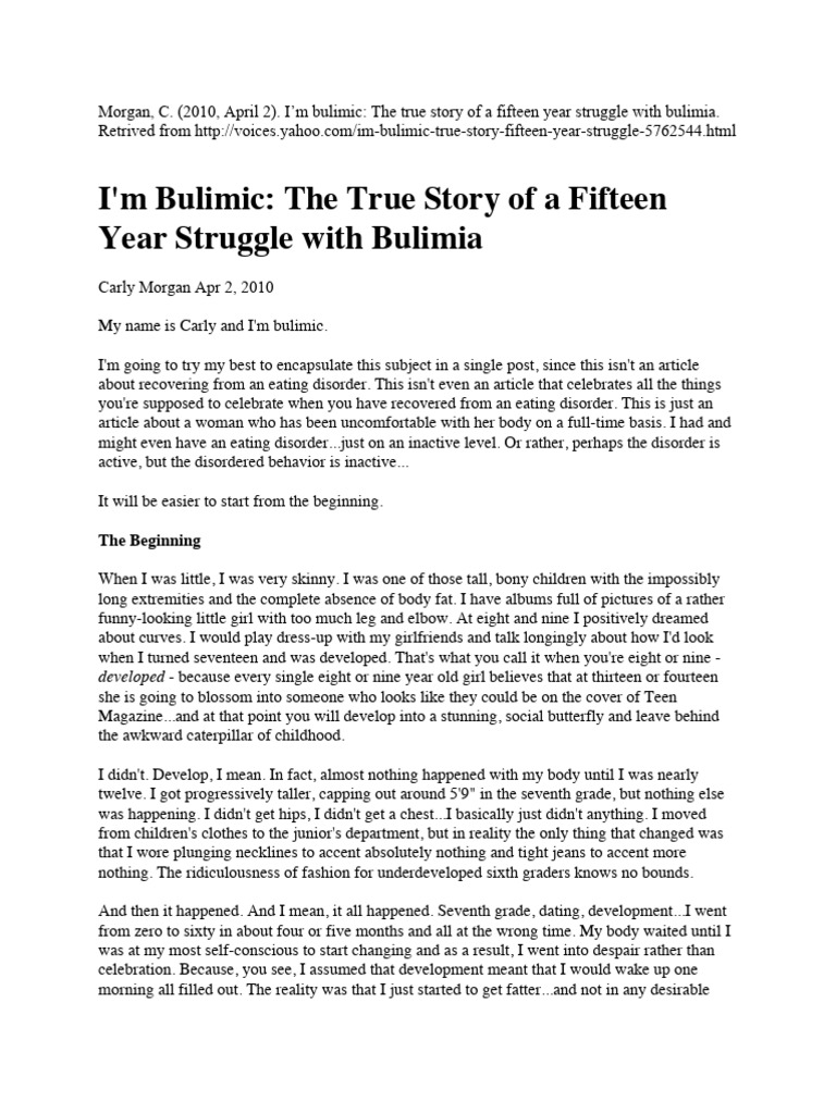 My Bulimia Journey: A Personal Story | PDF | Bulimia Nervosa | Eating ...