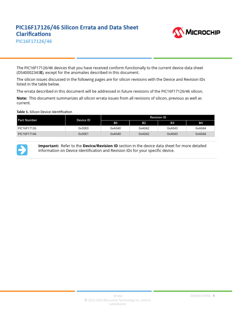 PIC16F17126_46 Silicon Errata and Data Sheet Clarifications | PDF | Computer Engineering ...