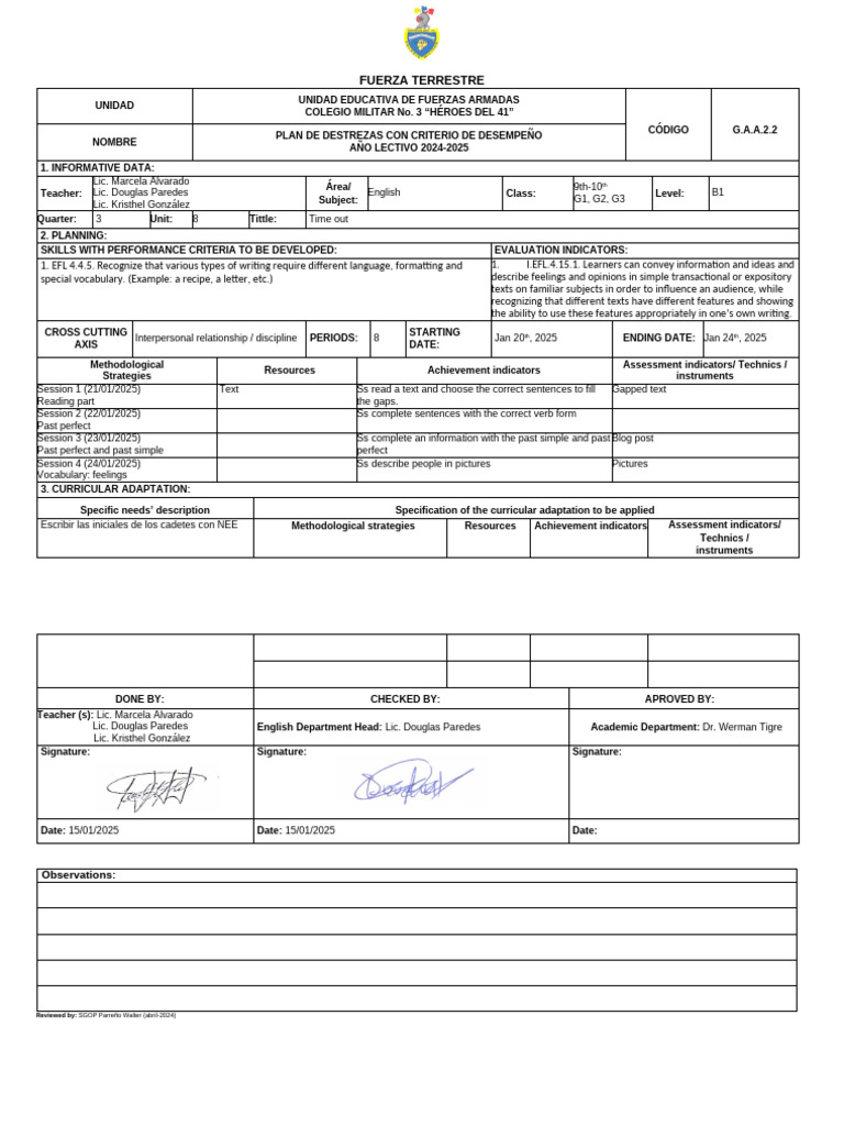 English 9th-10th Egb b1 Week 8 | PDF | Behavior Modification | Cognition
