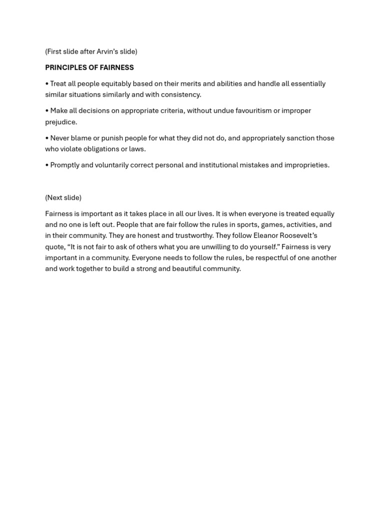 Principles of Fairness | PDF