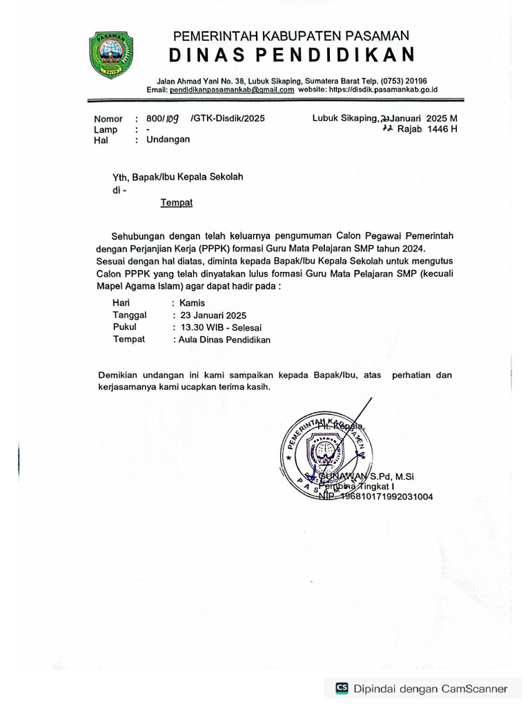 Undangan CPPPK Guru Mapel SMP | PDF