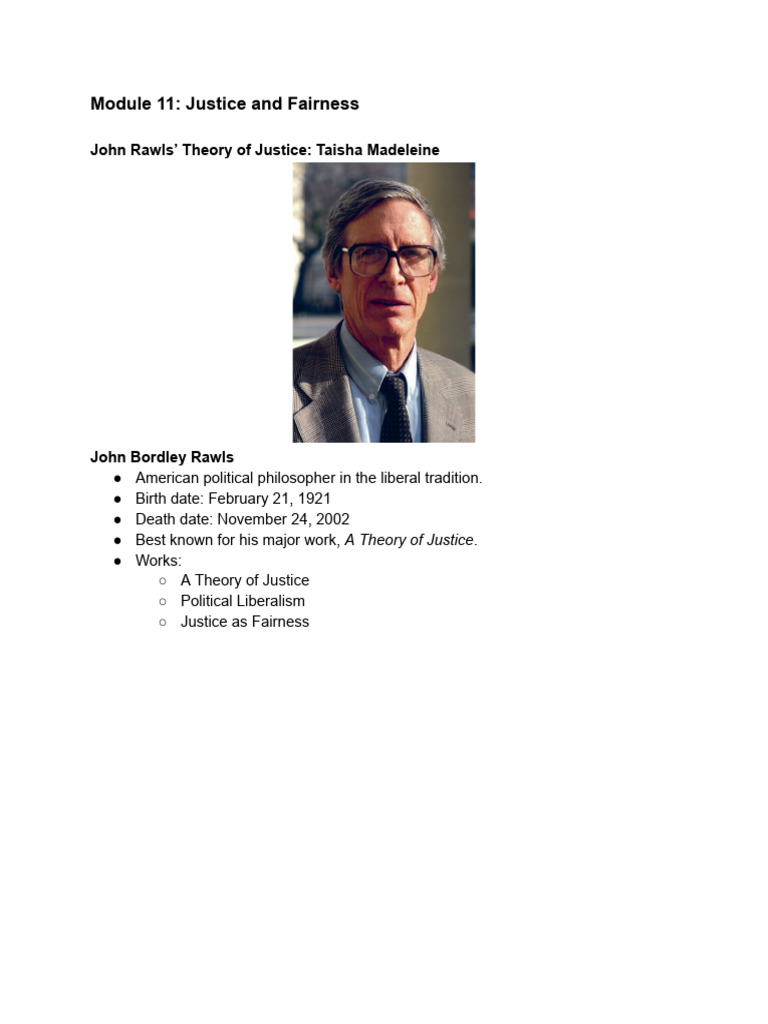 John Rawls Theory of Justice | PDF