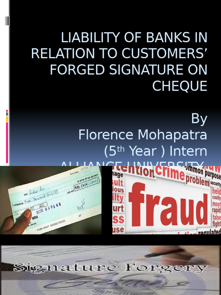 Liability of Banks in Relation To Customers' Forged Signature On Cheque ...