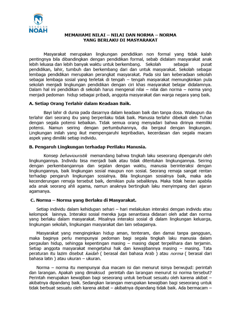 Nilai dan Norma dalam Masyarakat | PDF