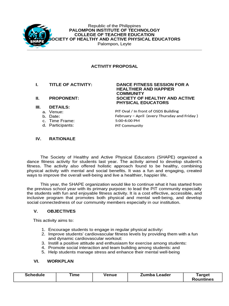 Zumba-Proposal-2nd-Semester | PDF | Physical Fitness | Physical Education