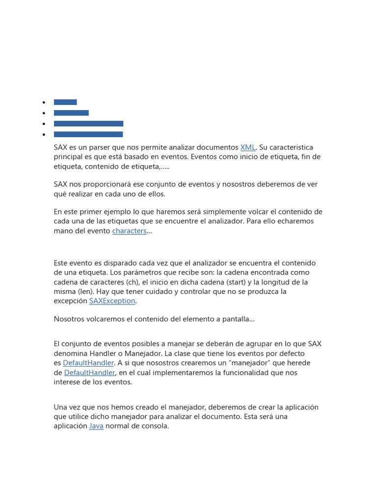 Java SAX: Acceso y Manejo de XML | PDF