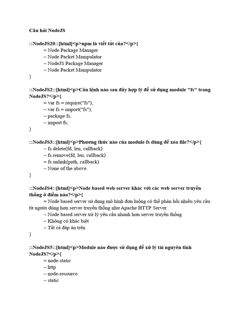 W6 - NodeJS - Nhóm Kime - Quiz | PDF