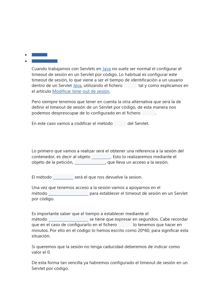 Timeout de sesión en un Servlet por código | PDF