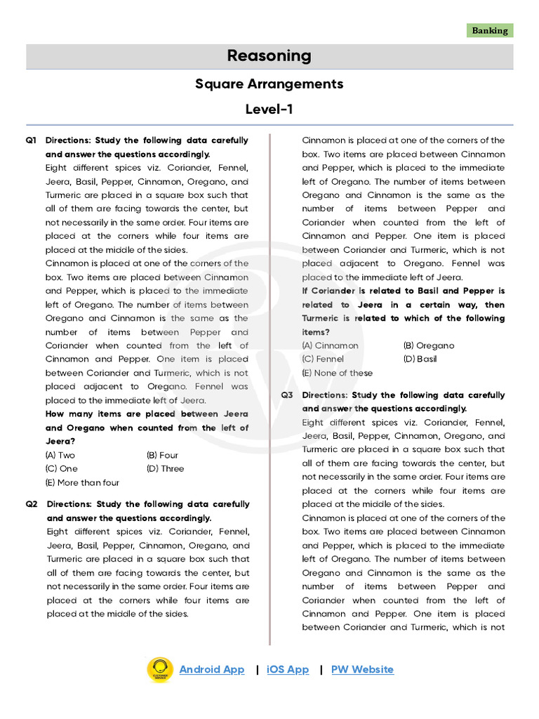 667fb6d9f4ab460018f1abae - ## - Square Arrangements: Chapter Wise DPP (English) | PDF | Spice ...