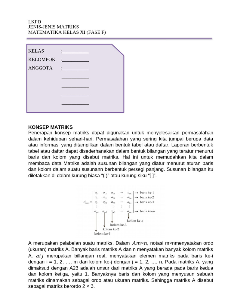 LKPD Matriks | PDF