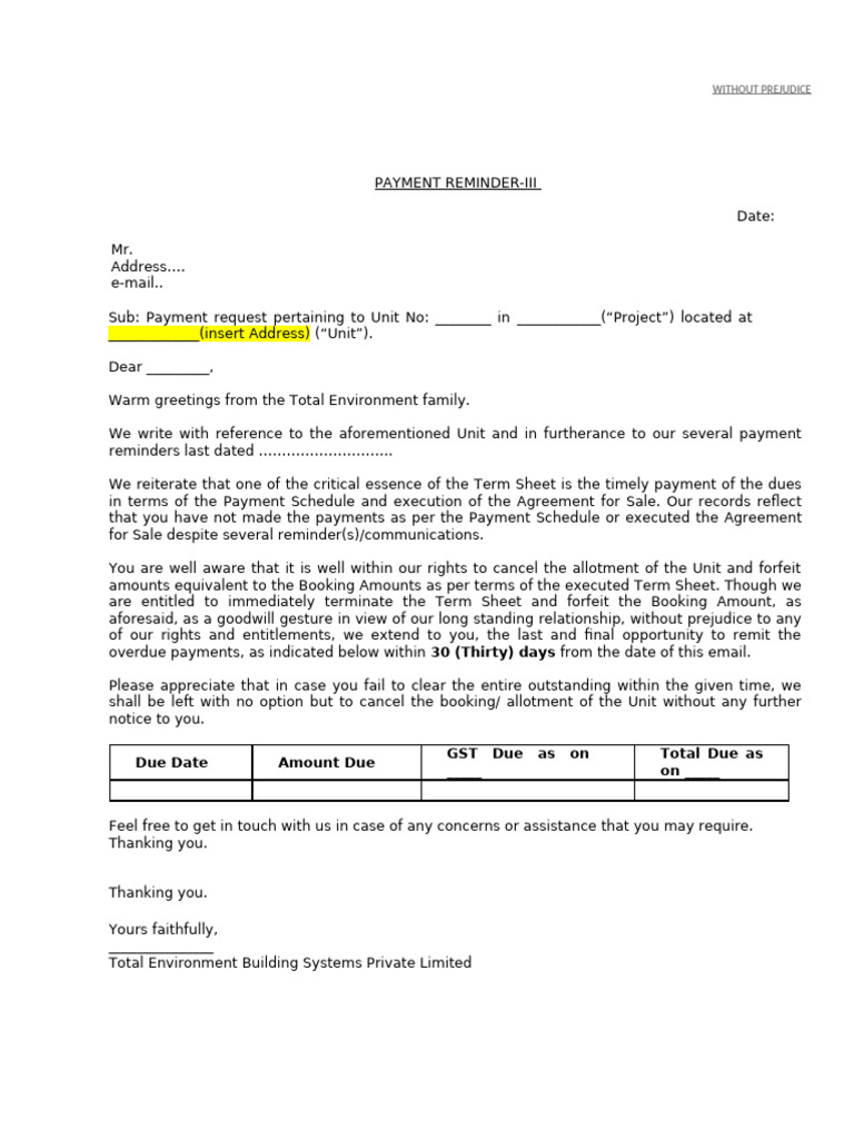 Payment Reminder 3 - Term Sheet Executed - Last and Final Reminder 12jul23 | PDF