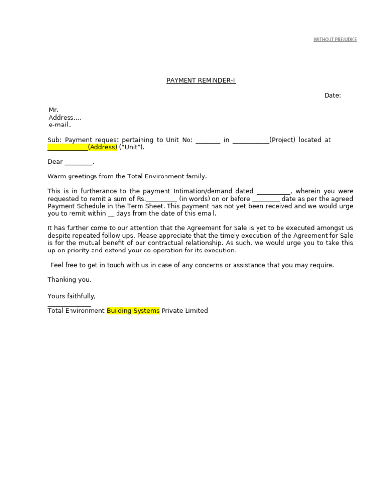 Payment Reminder - 1 Term Sheet Executed and Afs Execution Reminder | PDF