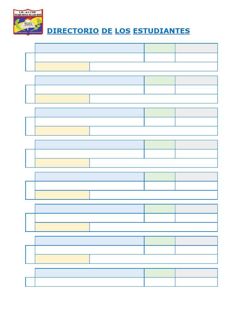 Directorio de Los Estudiantes y Padres Del 5to B | PDF