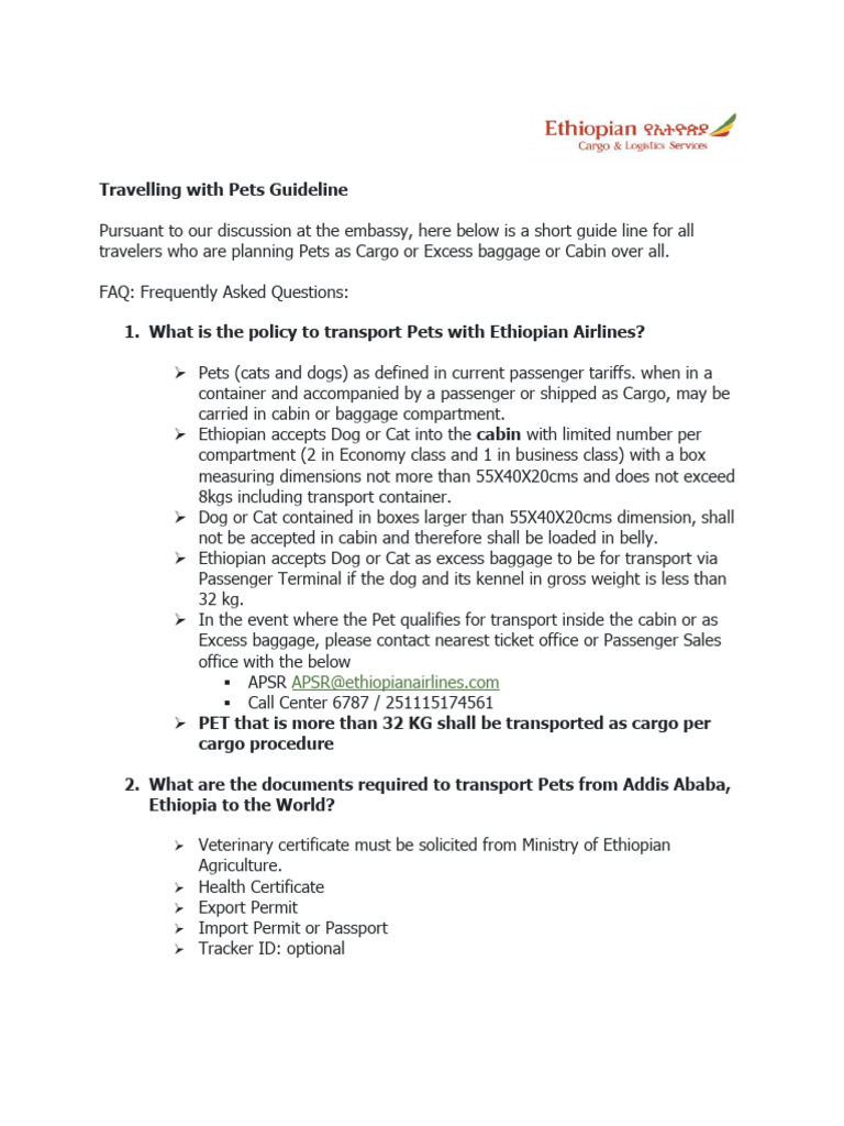 Guideline of Travelling With Pets or As Cargo | PDF | Cargo | Transport