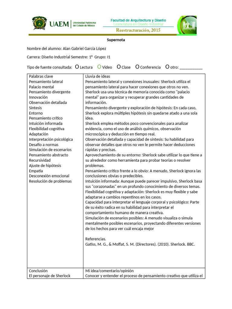 Súper Nota Sherlock | PDF | Pensamiento | Observación