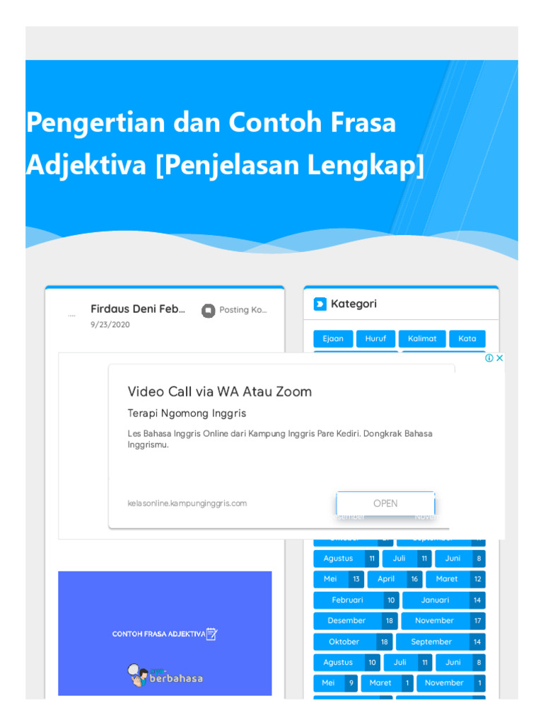 Pengertian Frasa Adjektiva dan Contoh | PDF