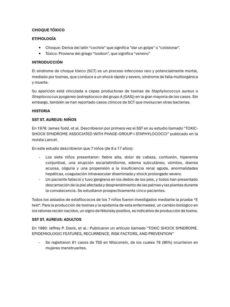 CHOQUE TÓXICO | PDF | Staphylococcus Aureus | Penicilina