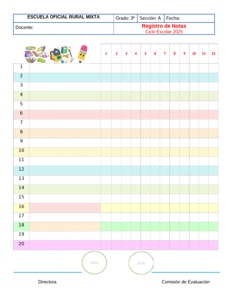 Cuadro de Registro de Notas | PDF
