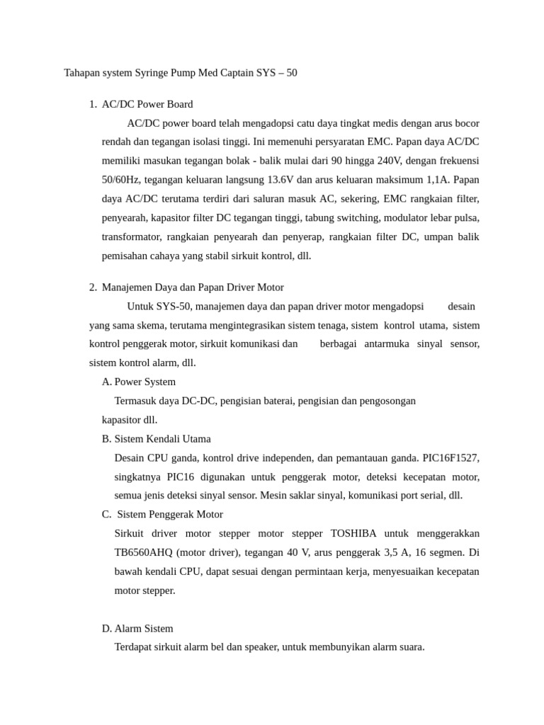 Tahapan system Syringe Pump Med Captain SYS | PDF