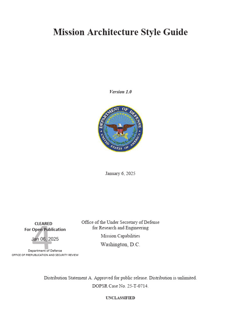 DoD Mission Architecture Style Guide | PDF | System | Systems Thinking