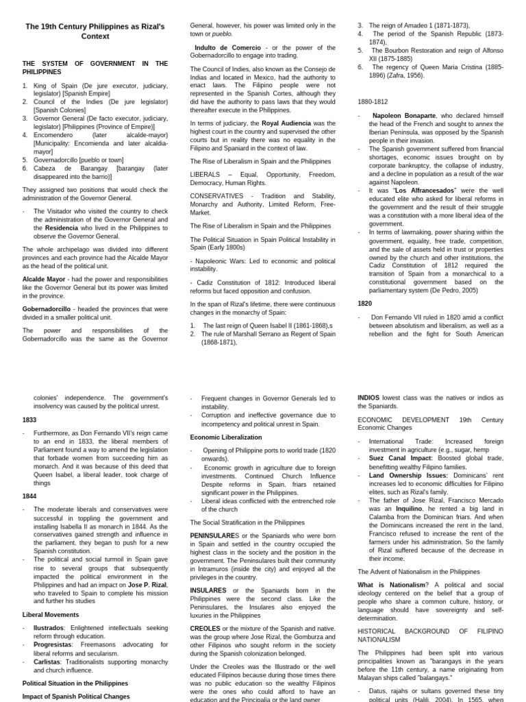 The 19th Century Philippines As Rizal | PDF | Former Spanish Colonies | Spanish Colonization Of ...