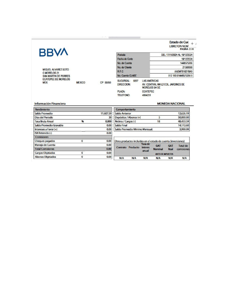Estado de Cuenta Bbva | PDF