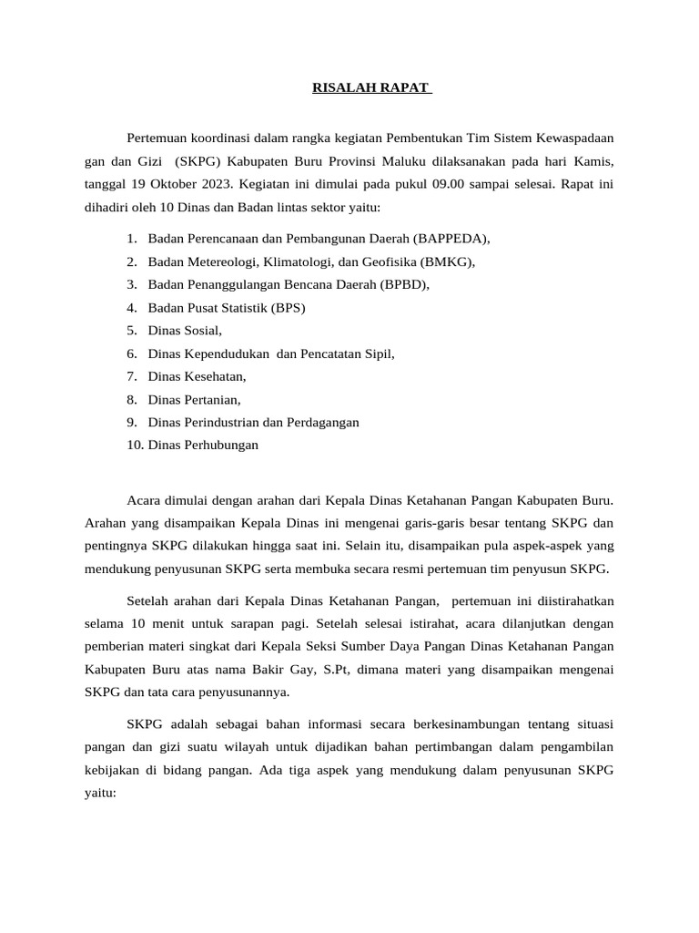 Risalah Rapat SKPG | PDF