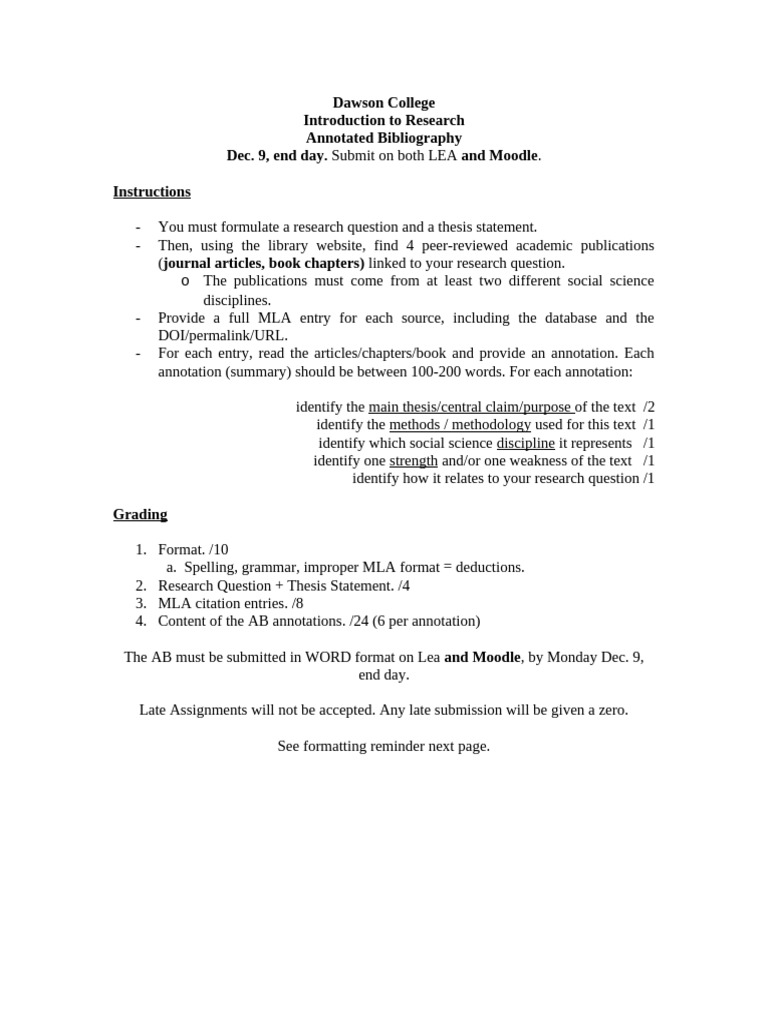 30 - Instructions Annotated Bibliography | PDF | Thesis | Science