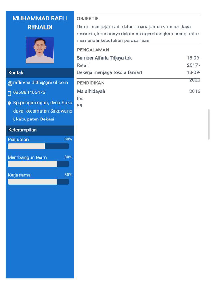 CV Muhammad Rafli R | PDF