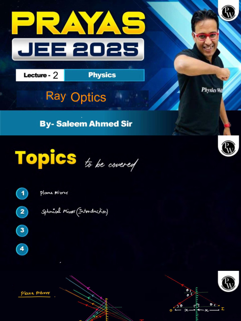 Ray Optics 02 Class Notes Prayas JEE 2025 | PDF