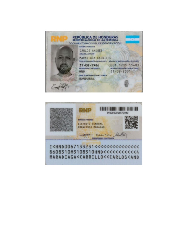 DNI Carlos Maradiaga 1 Pg | PDF