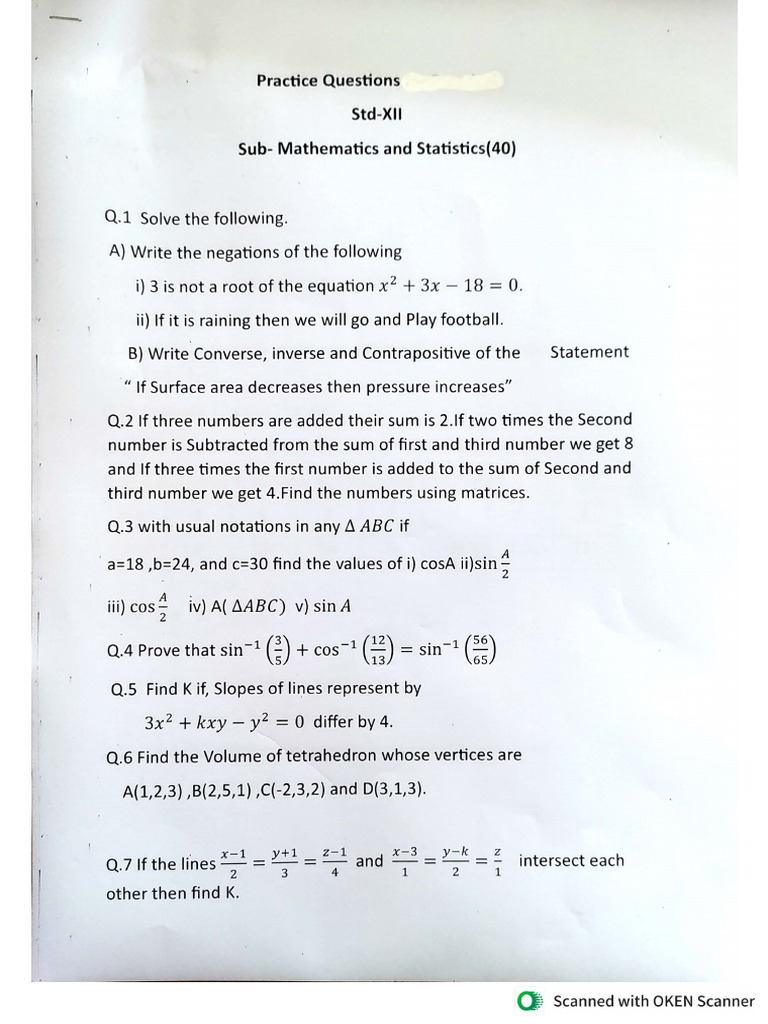 maths practical exam questions | PDF