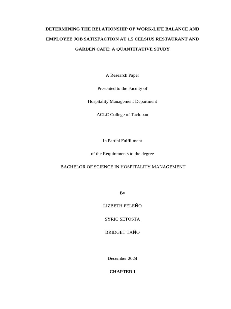 Work Life Balance and Employee Job Satisfaction | PDF | Job ...