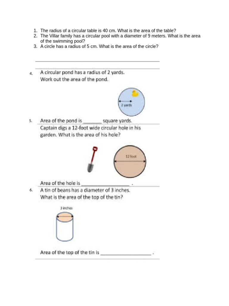 AREA OF A CIRCLE PROBLEM SOLVING | PDF
