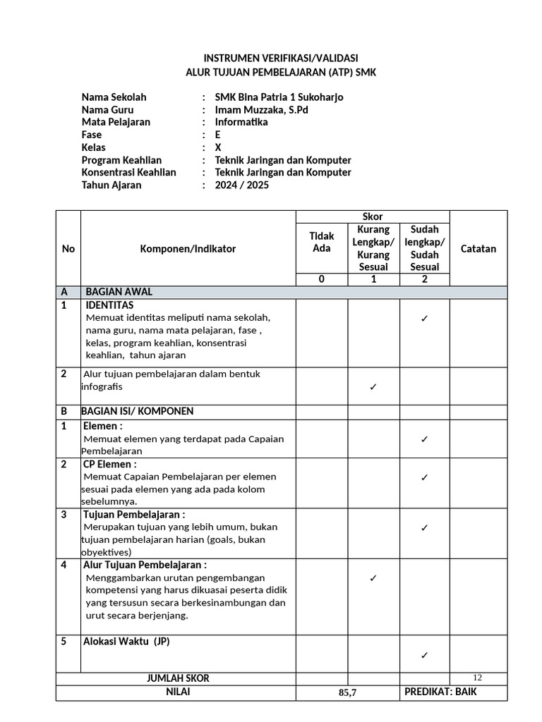 Validasi Atp Dan Modul (Infor) | PDF