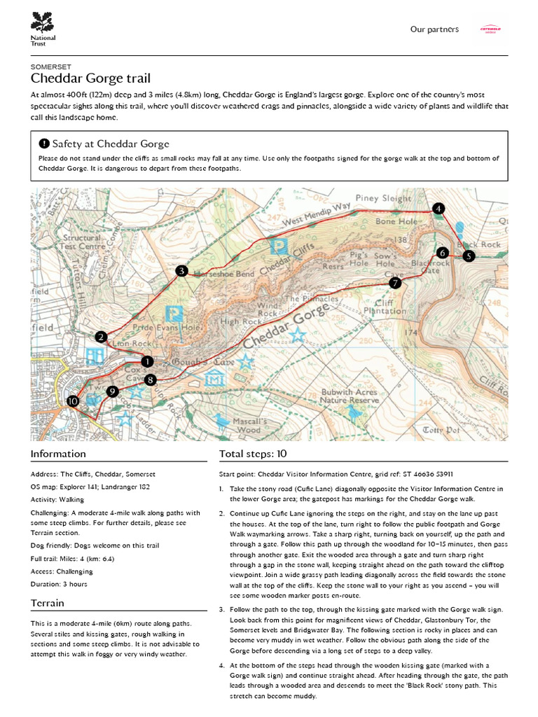 Cheddar Gorge Walking Trail Guide | PDF | Trail