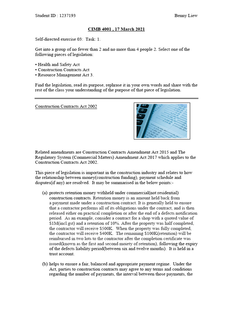 NZ Construction Contracts Act 2002 | PDF | Judgment (Law) | Payments