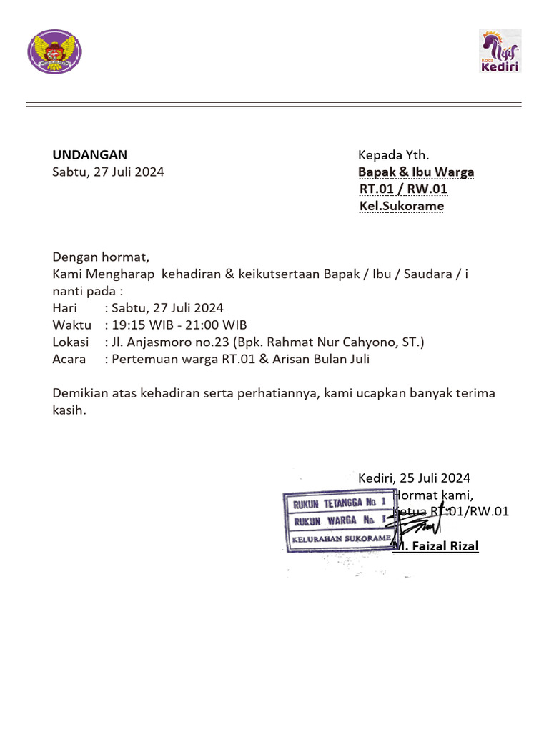 Undangan MASTER Juli 2024 TT | PDF