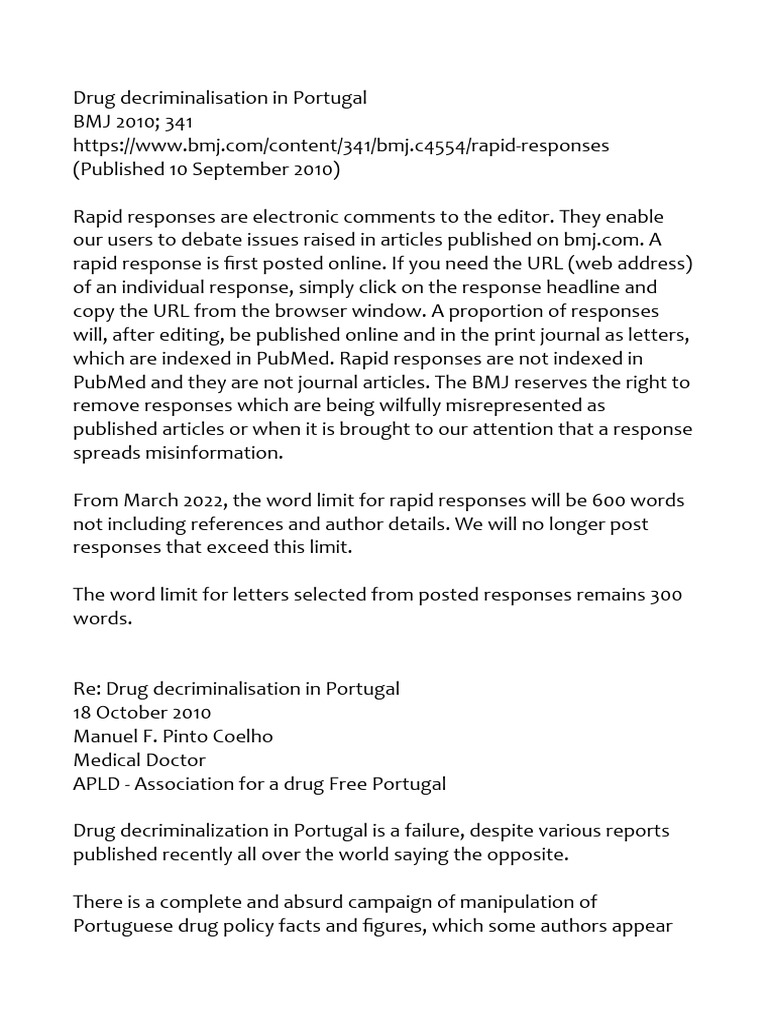 Portugal's Drug Decriminalization Failures | PDF | Social Aspects Of ...