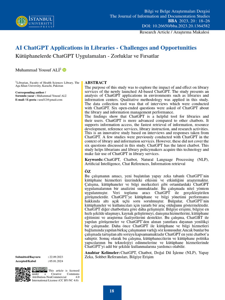 ChatGPT in Libraries: Challenges & Opportunities | PDF | Libraries ...