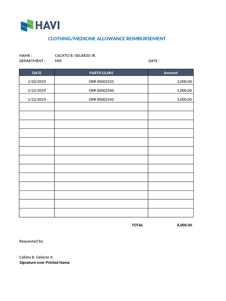 MIS Employee Reimbursement Form | PDF