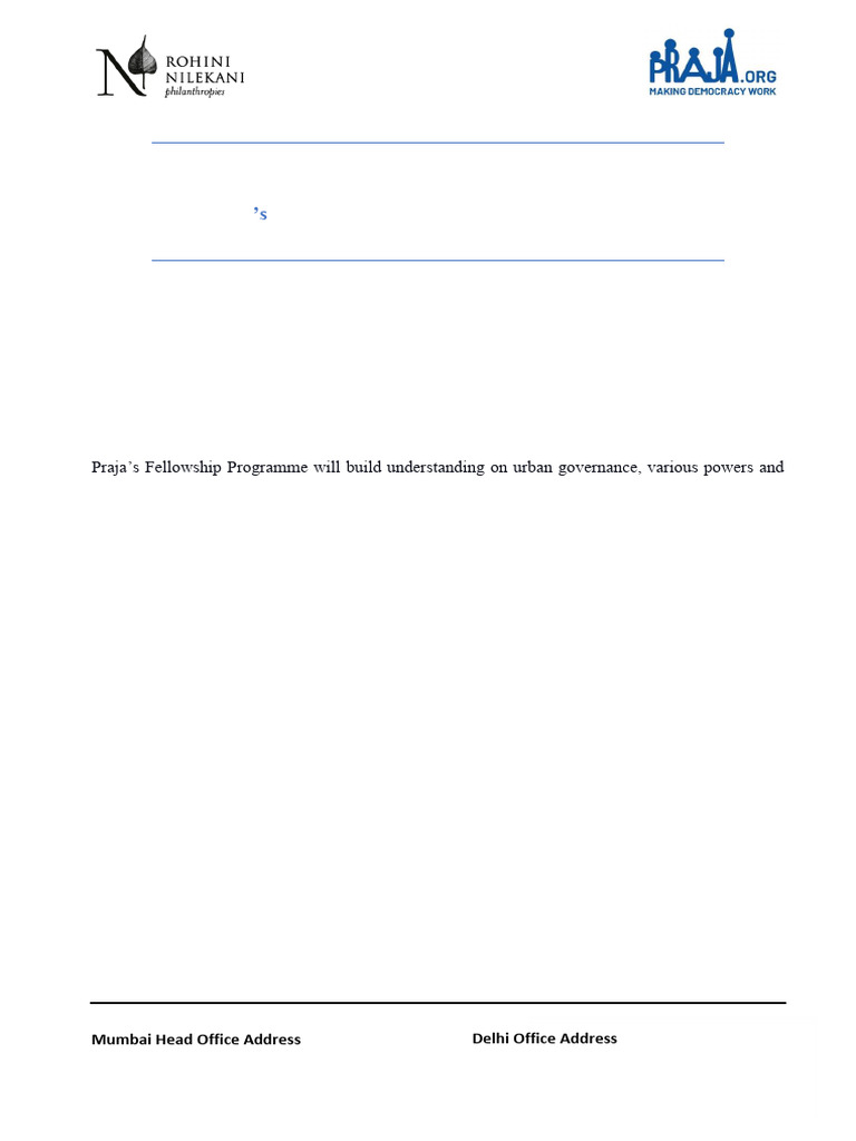 Praja Urban Youth Fellowship 2025 | PDF | Governance | Human Communication