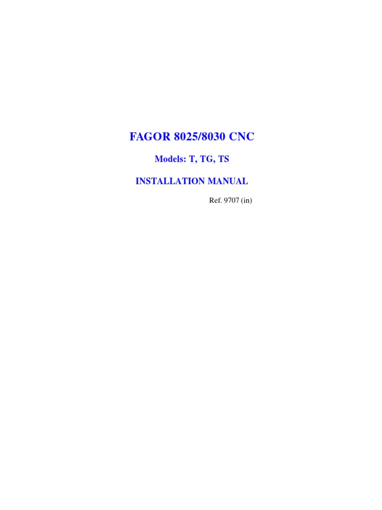 905-1025 Fagor Installation Manual | PDF | Power Supply | Numerical Control