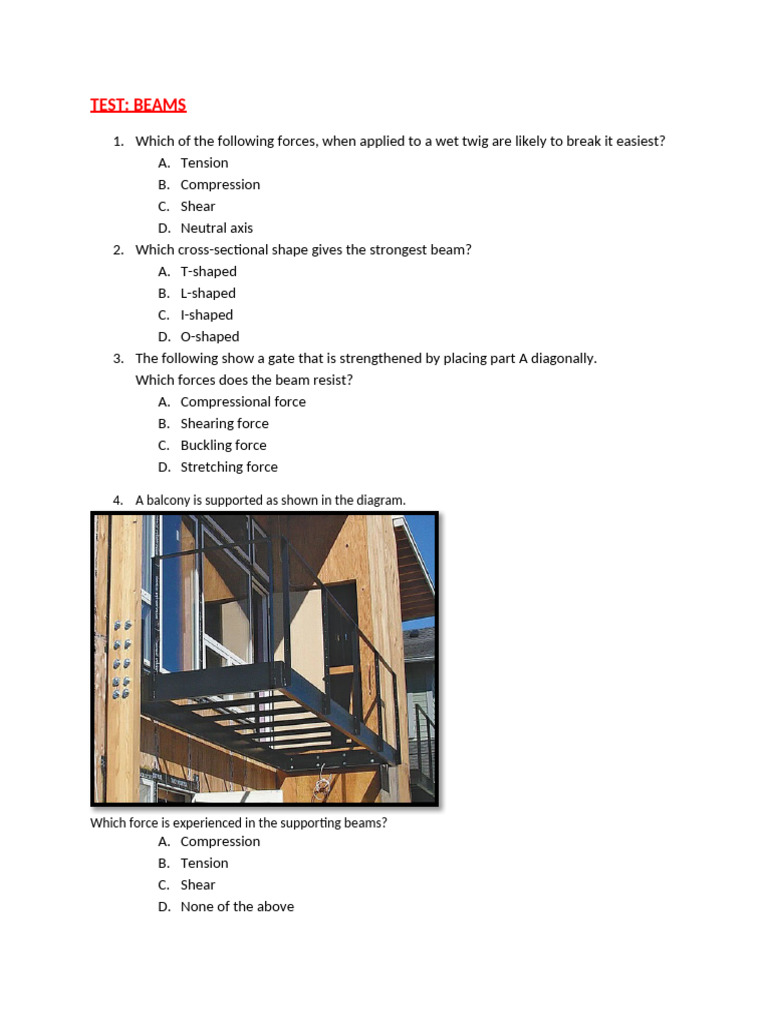 1 Beams-Questions & Answers | PDF | Beam (Structure) | Materials