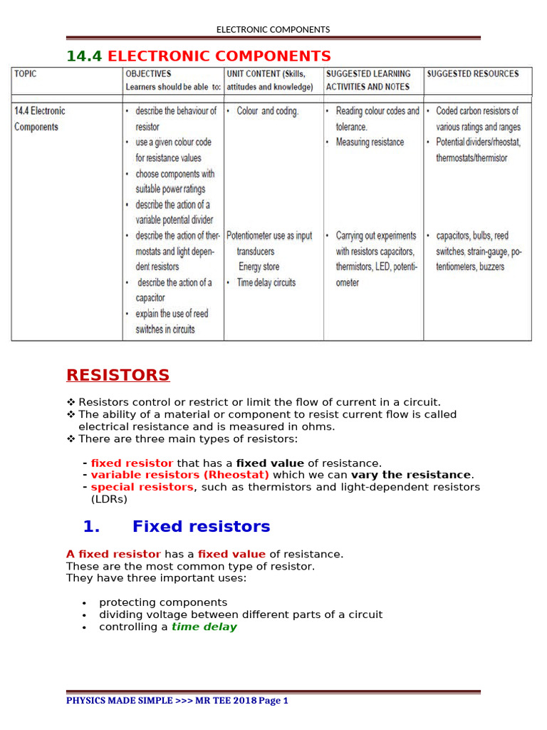 14.4 Electronic Components My Revised NC Notes | PDF | Capacitor ...