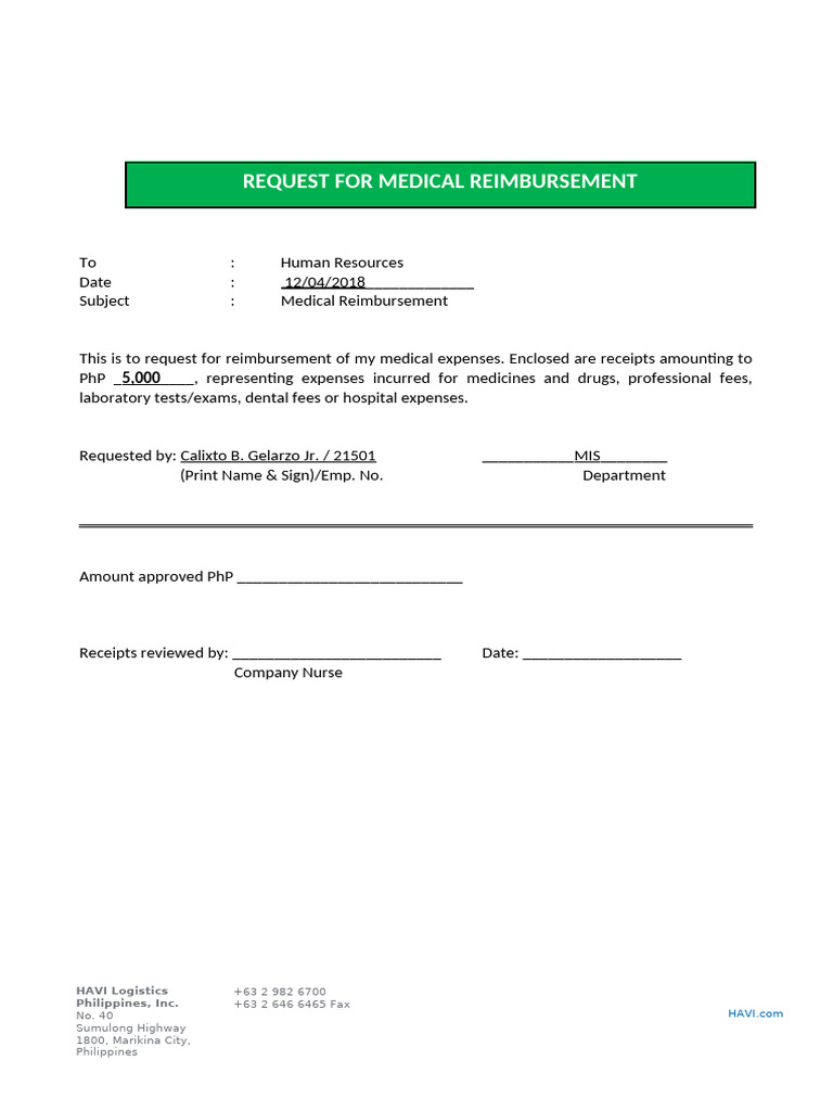 Medical Reimbursement Request Form | PDF