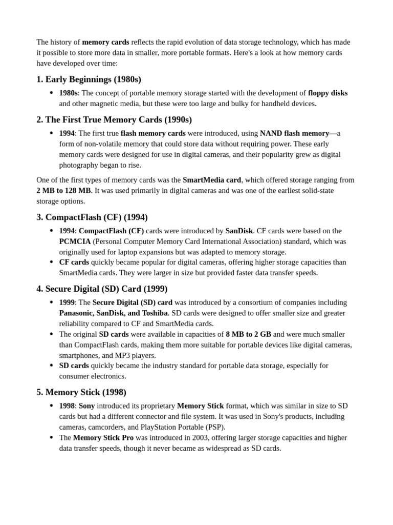 The History of Memory Card-1 | PDF | Memory Card | Computer Data Storage