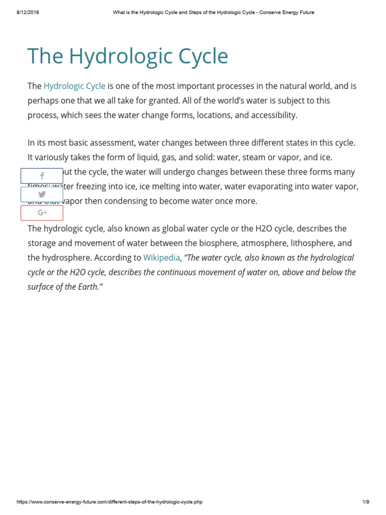 What Is The Hydrologic Cycle and Steps of The Hydrologic Cycle - Conserve Energy Future | PDF ...